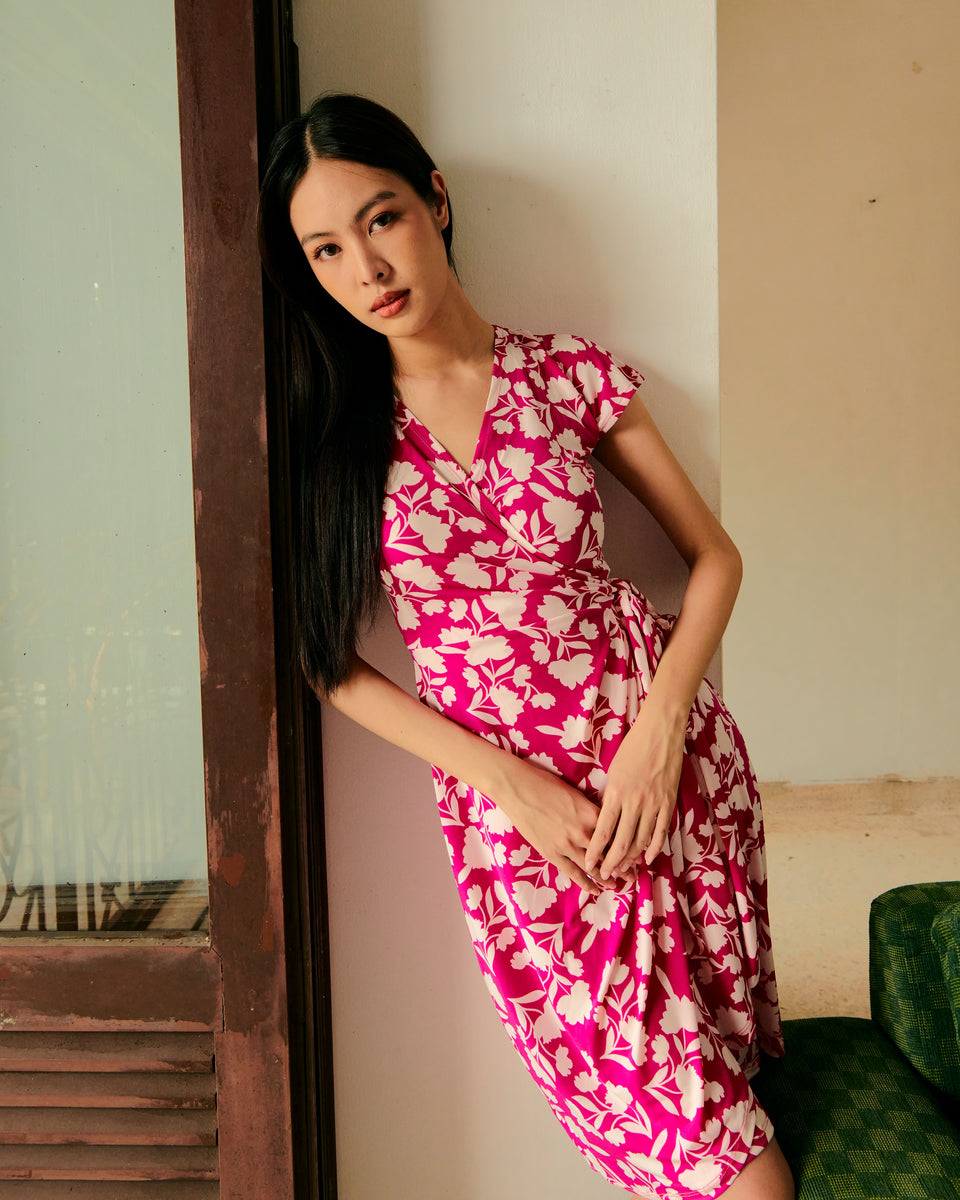 Kate Side-Tie Midi Wrap Dress (Beau) – Florette The Label