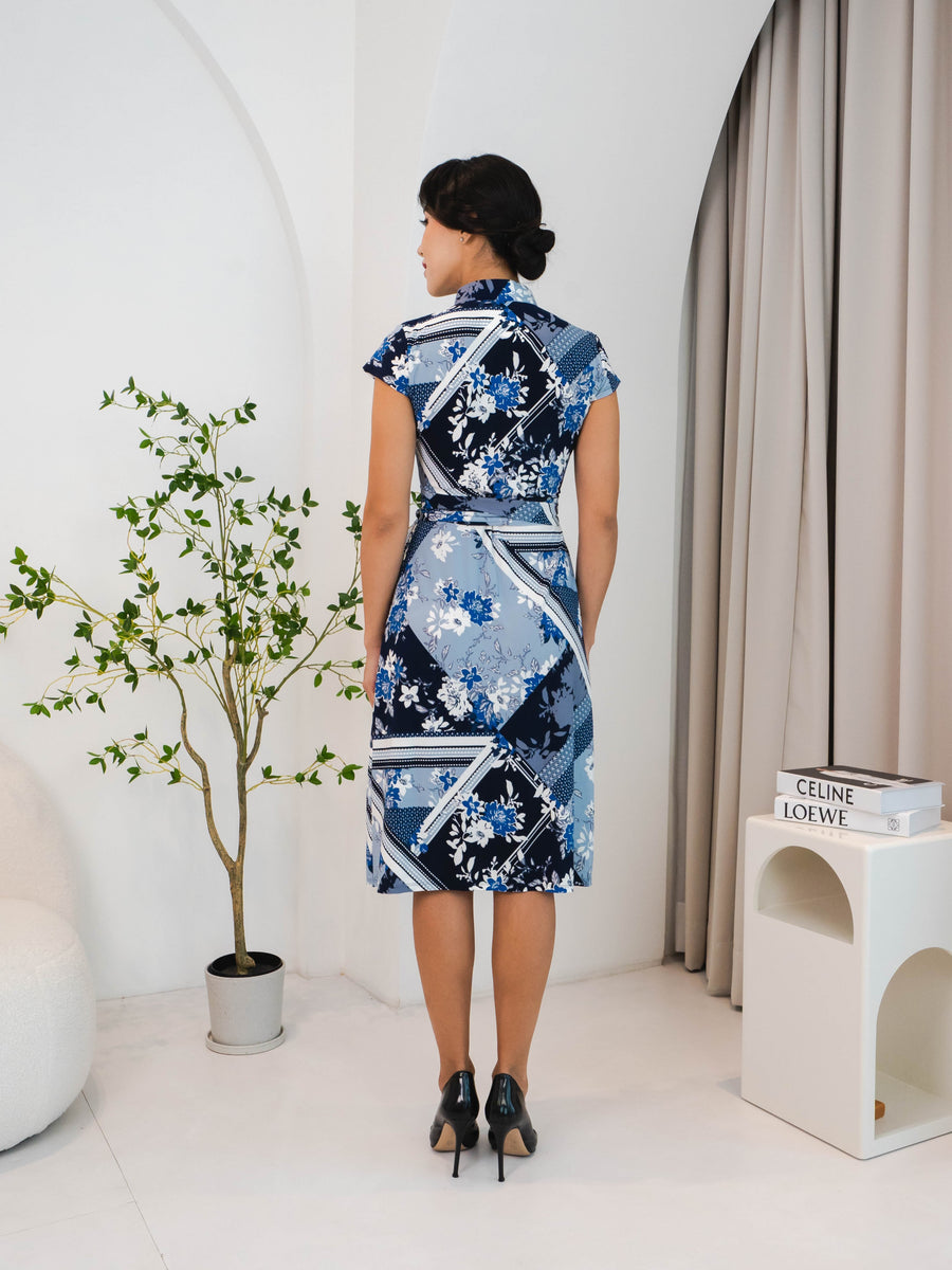 Peranakan Tiles Mandarin Collar Wrap Dress – Florette The Label